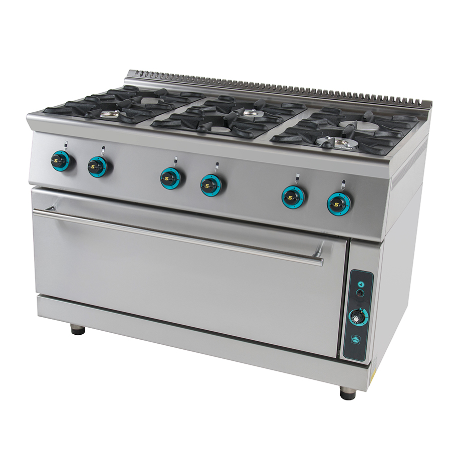 Masina de gatit pe gaz cu 6 arzatoare si cuptor, 1260x900x850mm ...